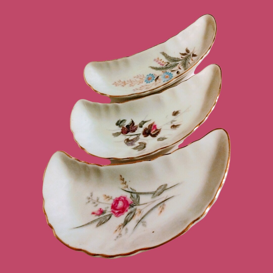 Three Vintage Floral Porcelain Bone Dishes - Etsy
