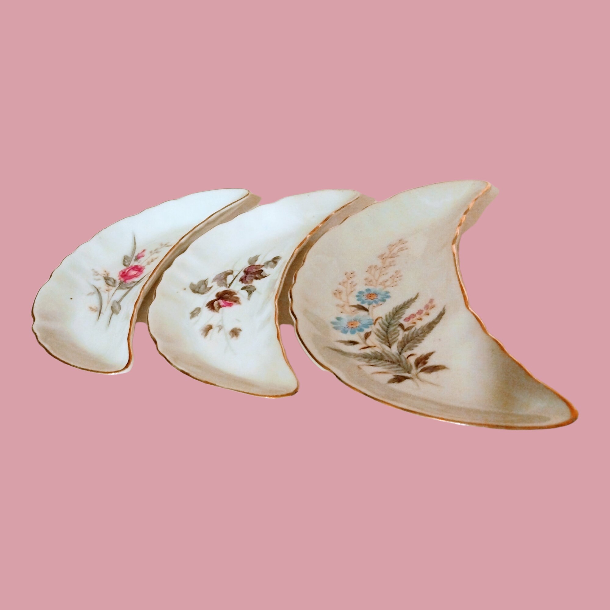 Three Vintage Floral Porcelain Bone Dishes - Etsy