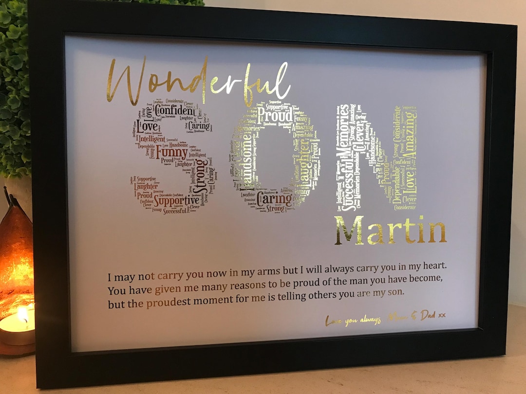Real Foil Personalised Son Word Art Print / Special Son Gift / Son ...