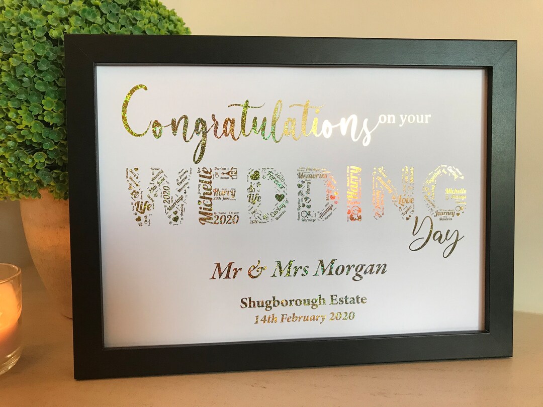 Real Foil Personalised Wedding Word Art Print / Wedding Gift ...
