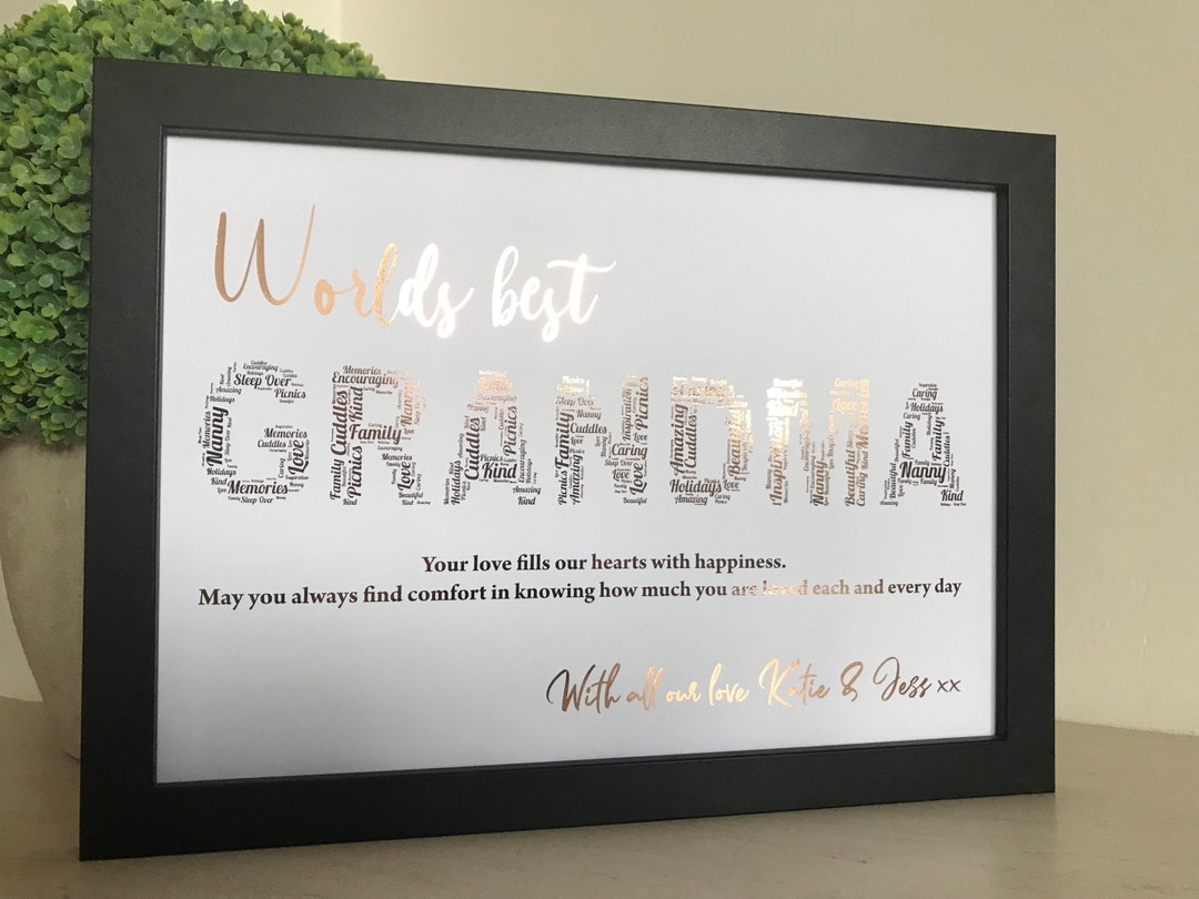 Real Foil Personalised Grandma Word Art Print / Mothers Day Gift / Gift ...