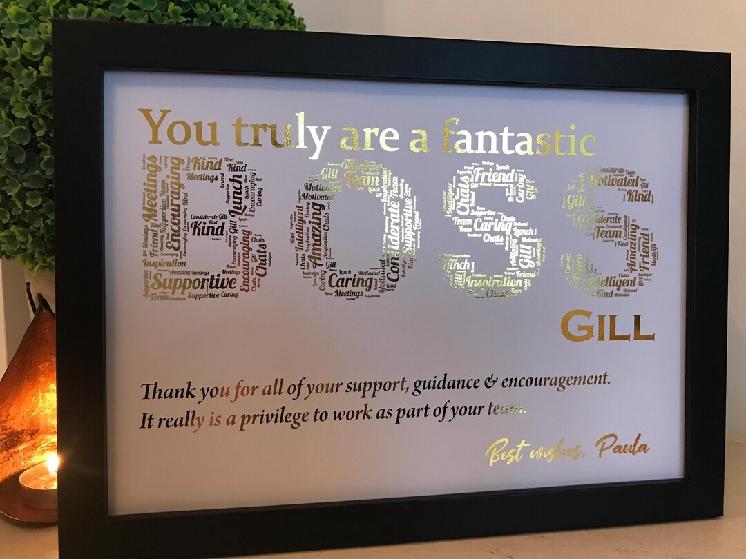 Real Foil Personalised Boss Word Art Print / Manager Gift / Boss ...