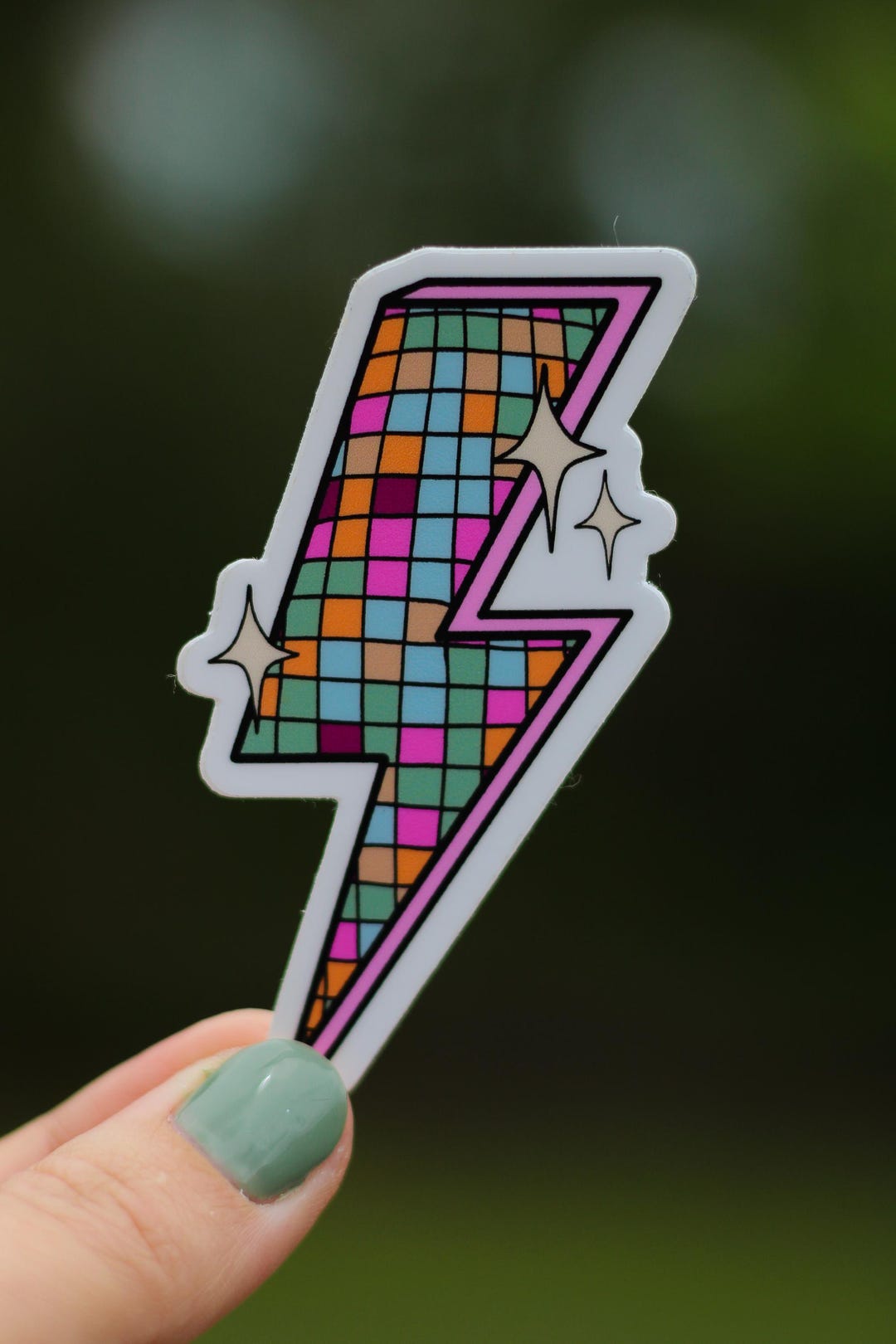 Disco Lightning Bolt Waterproof Sticker - Lightning Bolt Sticker, Disco ...