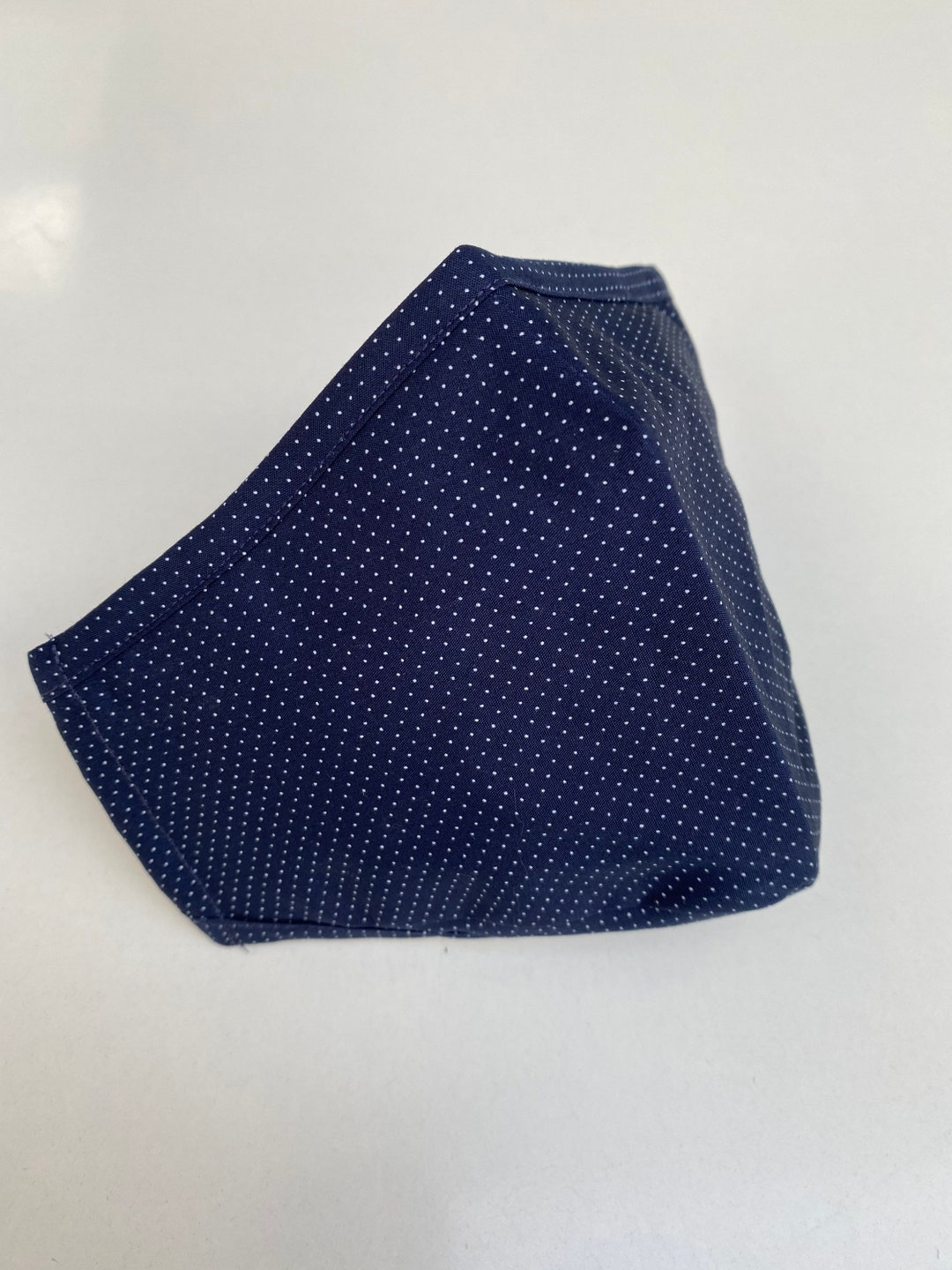 Cotton Pin Spot Printed Face Mask Navy White - 3ply - Reuseable ...