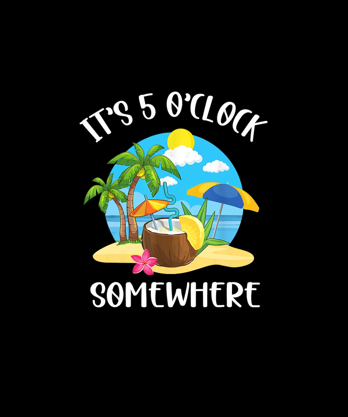 It's 5 Oclock Somewhere Summer Retro Beach Sunset Drinking Digital PNG ...