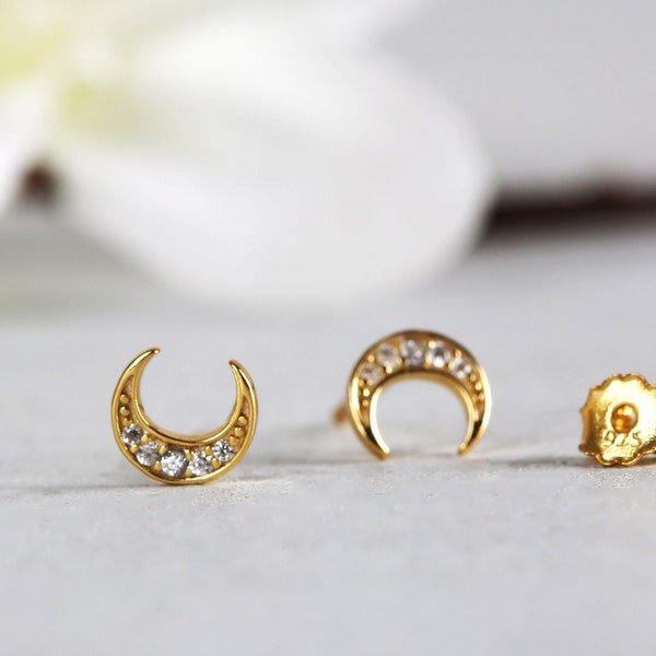 Stud Ivory Moon Earrings For Men