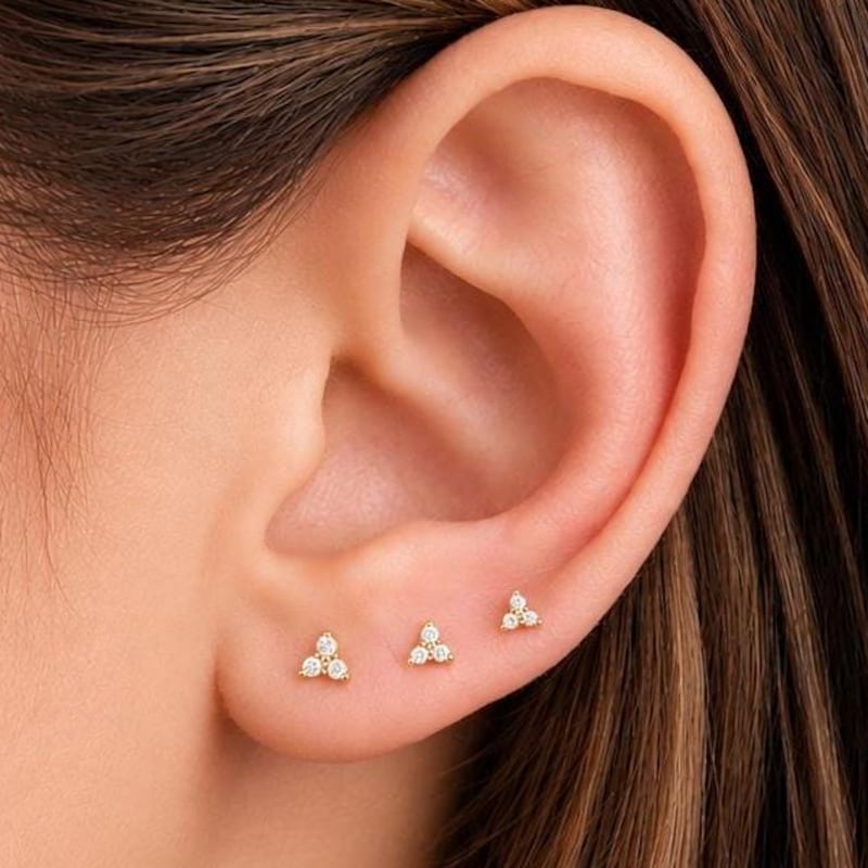 Stud Earrings 3 Petal - Etsy