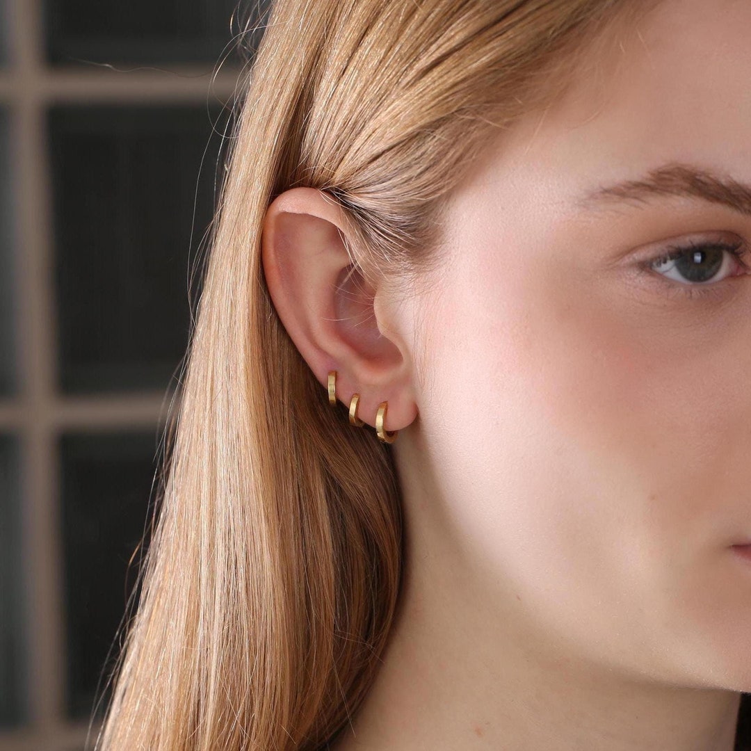 Plain Huggie Hoop Earrings, Sterling Silver Small Huggie Hoops, Tiny ...