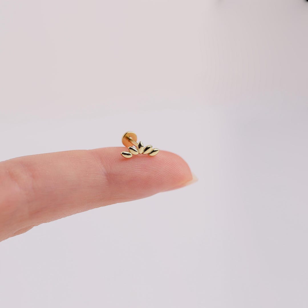 18G Climber Threadless Push Pin Labret Gold Flat Back Stud Earring ...