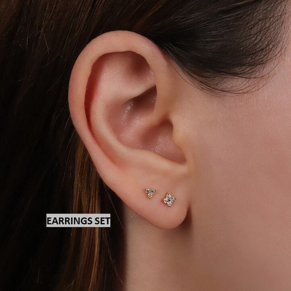 Small sterling silver stud earrings set store
