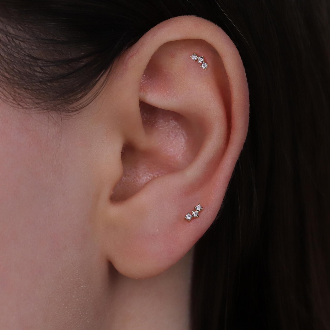 18G Tiny Climber CZ Threadless Push Pin Labret Stud Earring, 925 ...