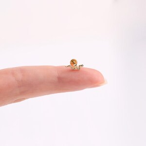Tiny Snake Externally Threaded Flat Back Stud Earring in Sterling ...