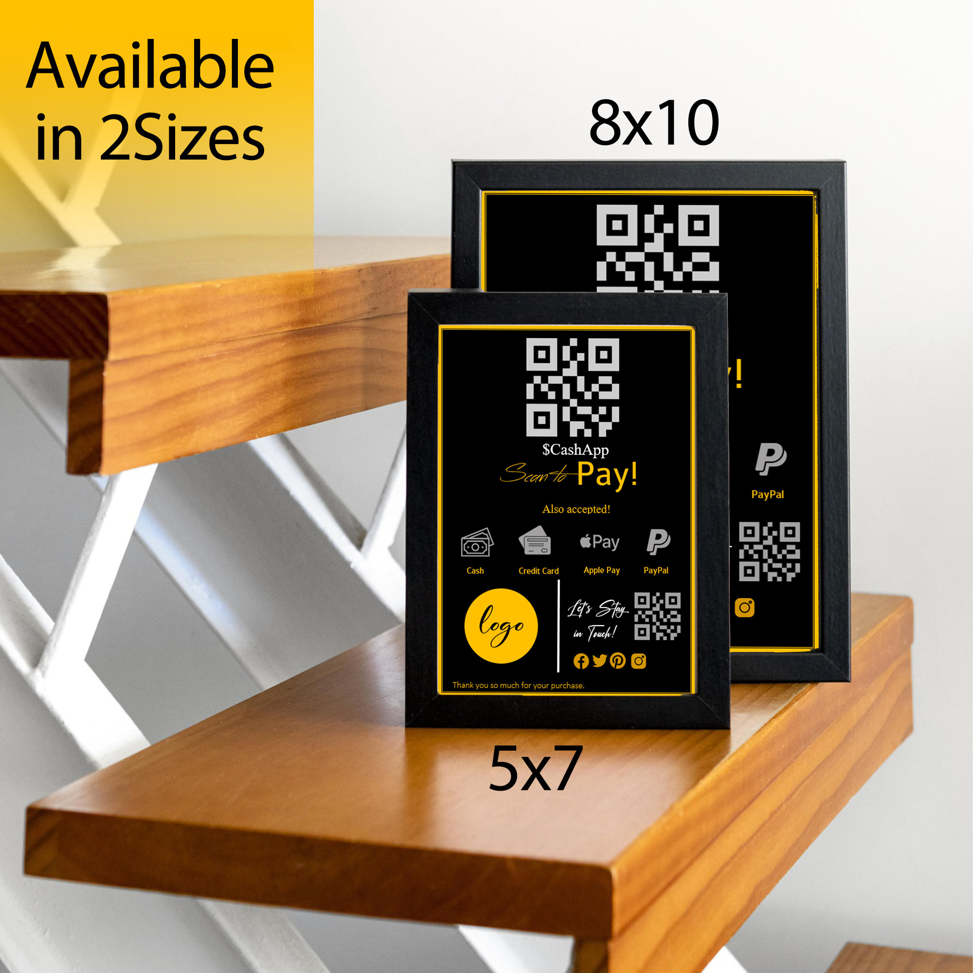 Scan to Pay Black Editable Template, Scan and Pay Sign, Printable QR ...