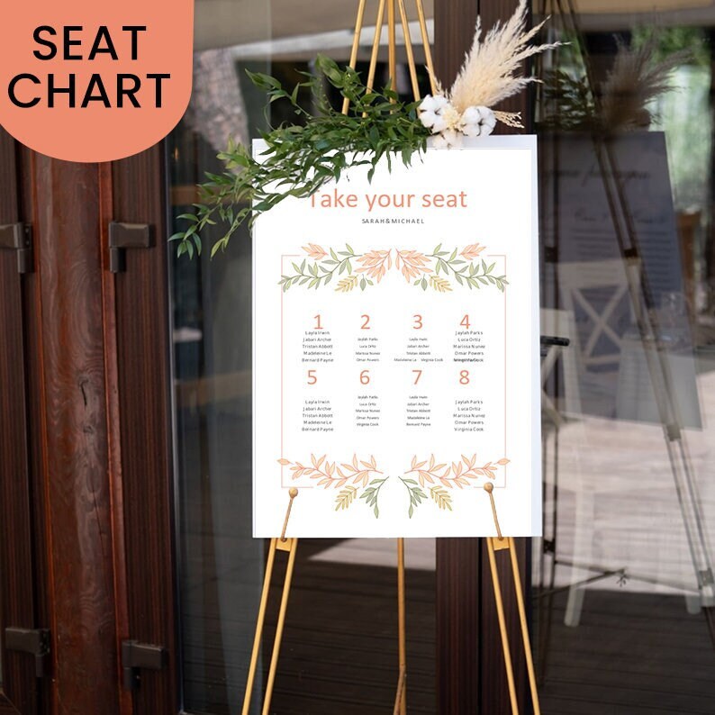 Seating Chart Cards Seating Chart Wedding Table Chart Large Seating ...