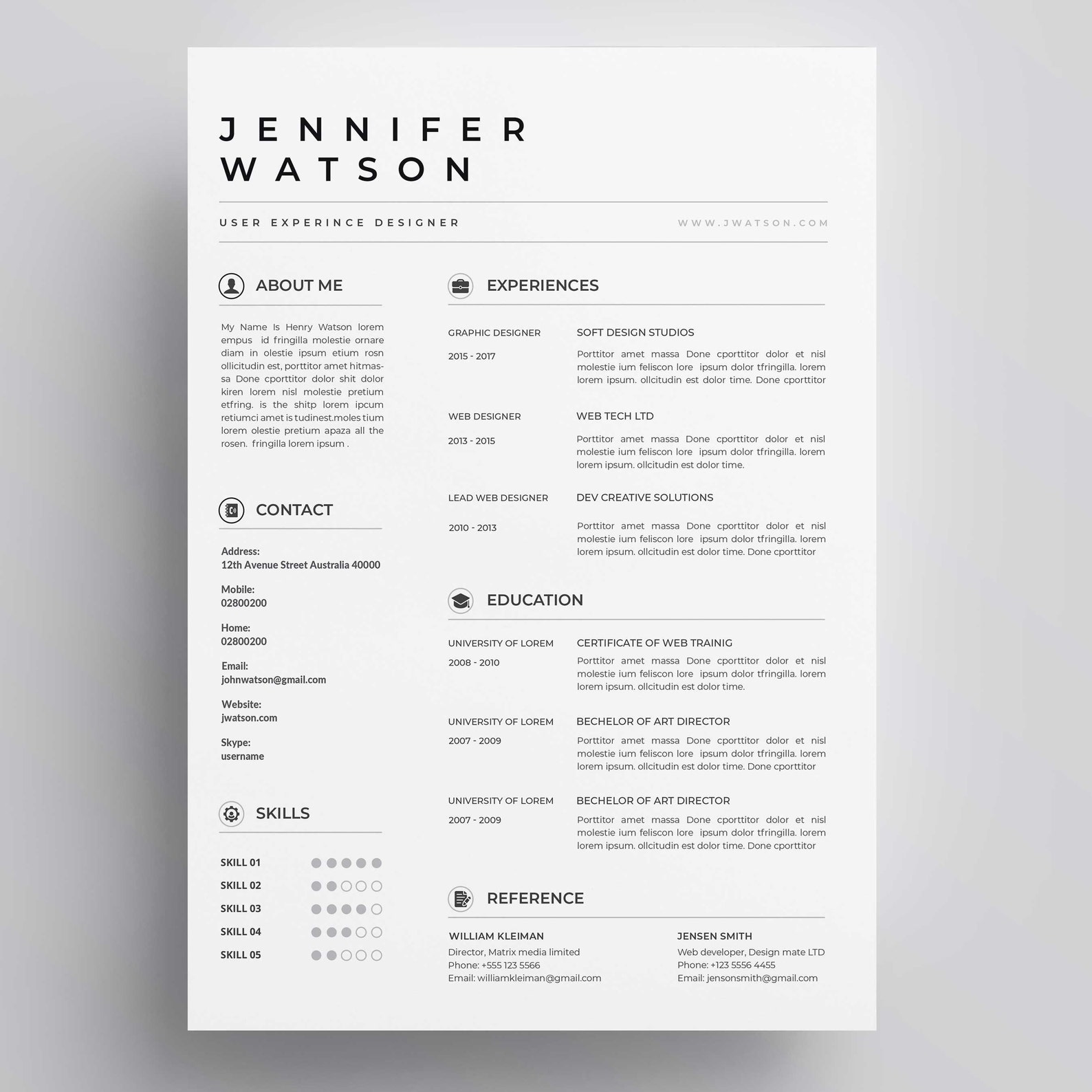ATS Resume Template Word, Pages, Google Docs, Minimalist ATS CV ...