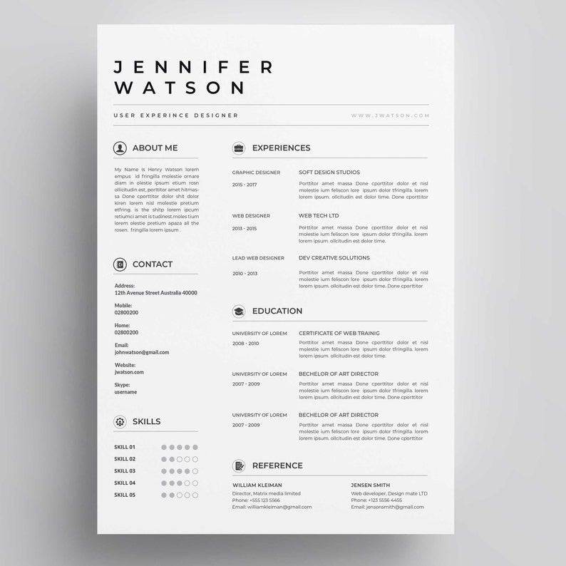 ATS Resume Template Word, Pages, Google Docs, Minimalist ATS CV ...
