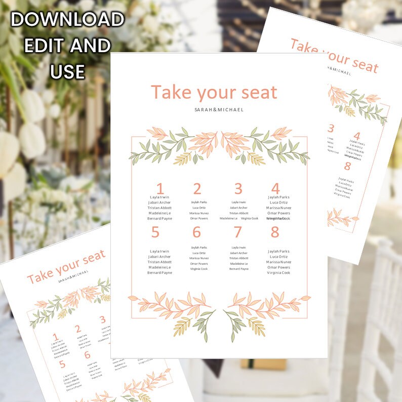 Seating Chart Cards Seating Chart Wedding Table Chart Large Seating ...