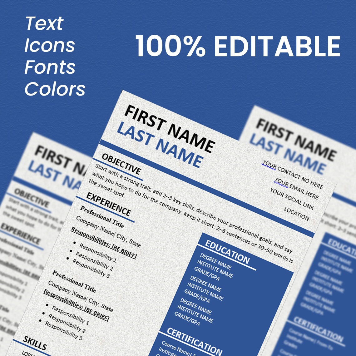 ATS Resume Template Word, Pages, Google Docs, Minimalist ATS CV ...