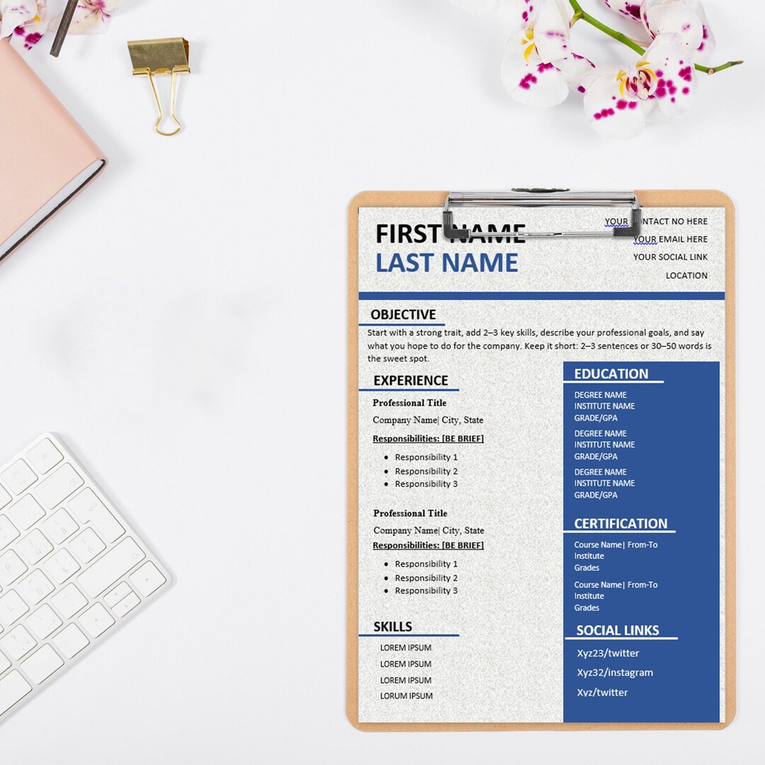 Resume Template Google Docs Professional Resume Template ATS Friendly ...