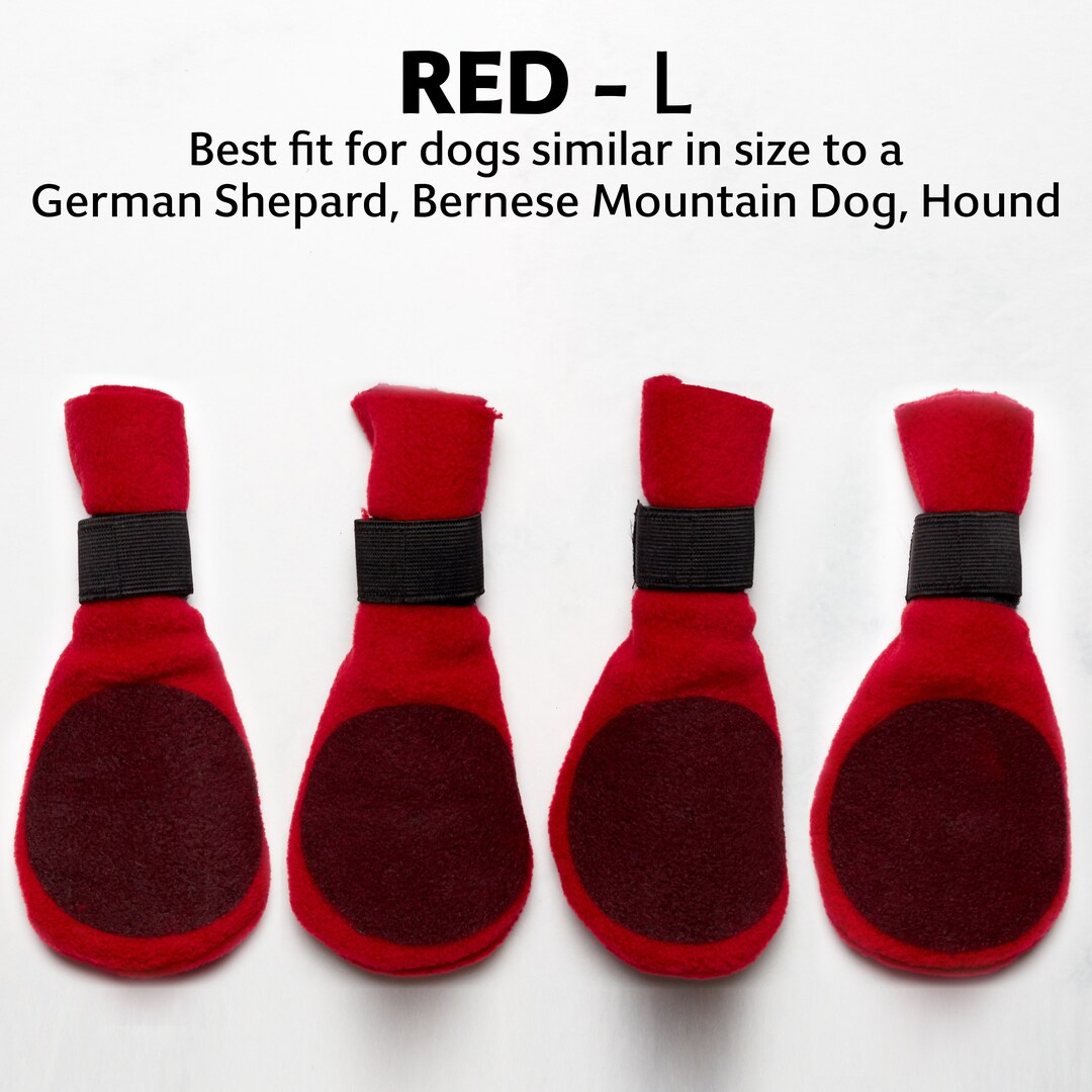 Red Fleece Dog Boots: Winter Rubber-soled Booties, Large Breed - Etsy