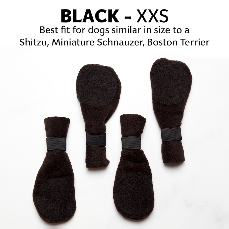 Black Dog Boots XXS: Fleece Winter Booties for Small Dogs - Etsy