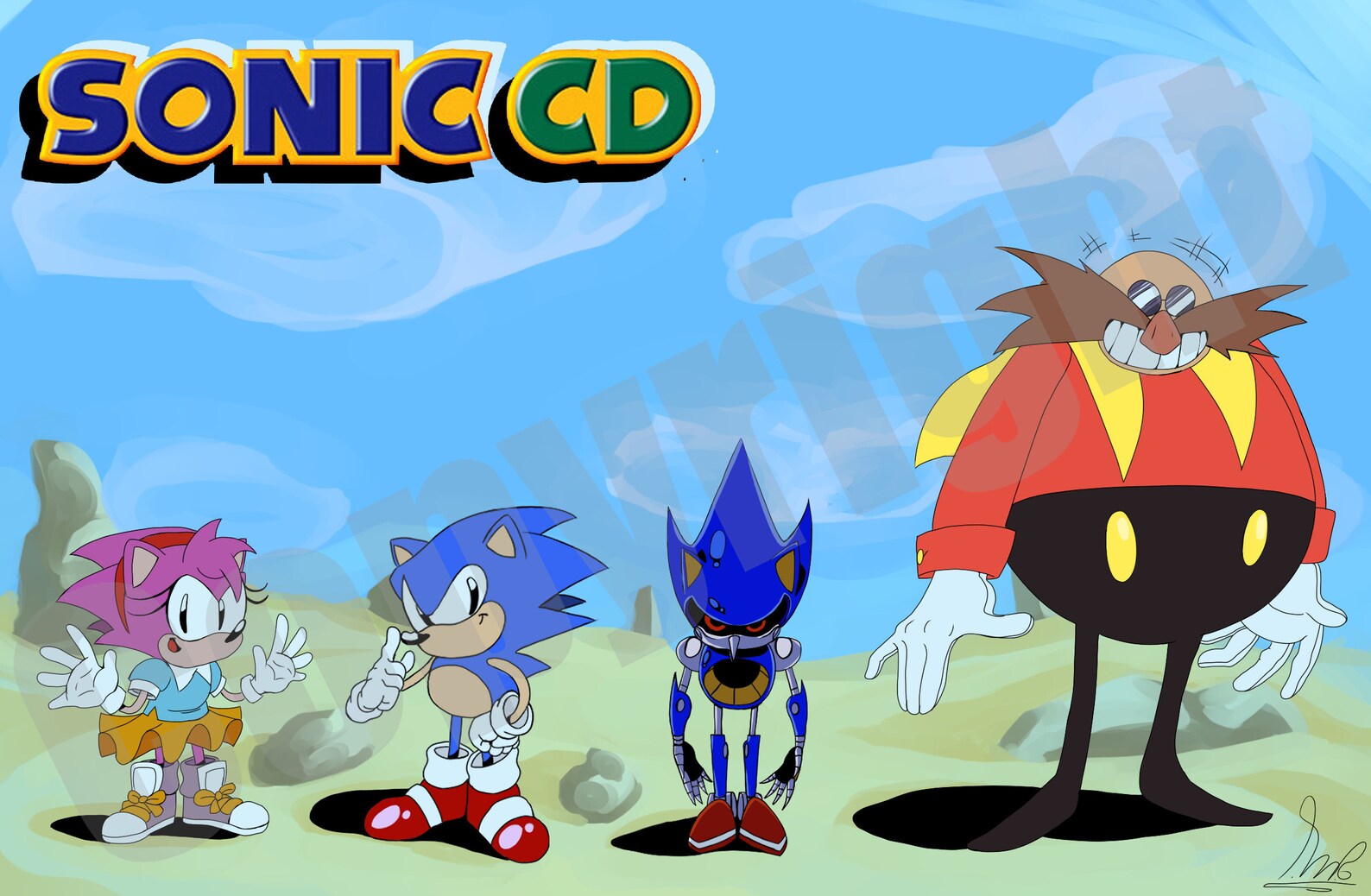 Sonic CD Full Cast Digitally Hand Drawn | Etsy