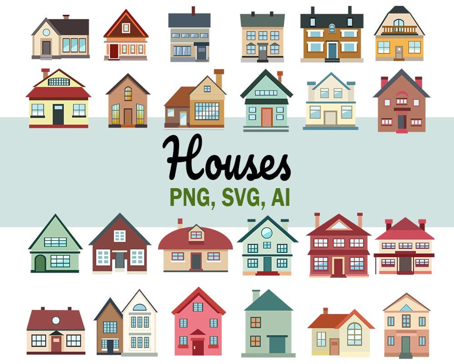 Cute & Colorful House Clipart SVG, PNG, AI for Instant Download - House ...