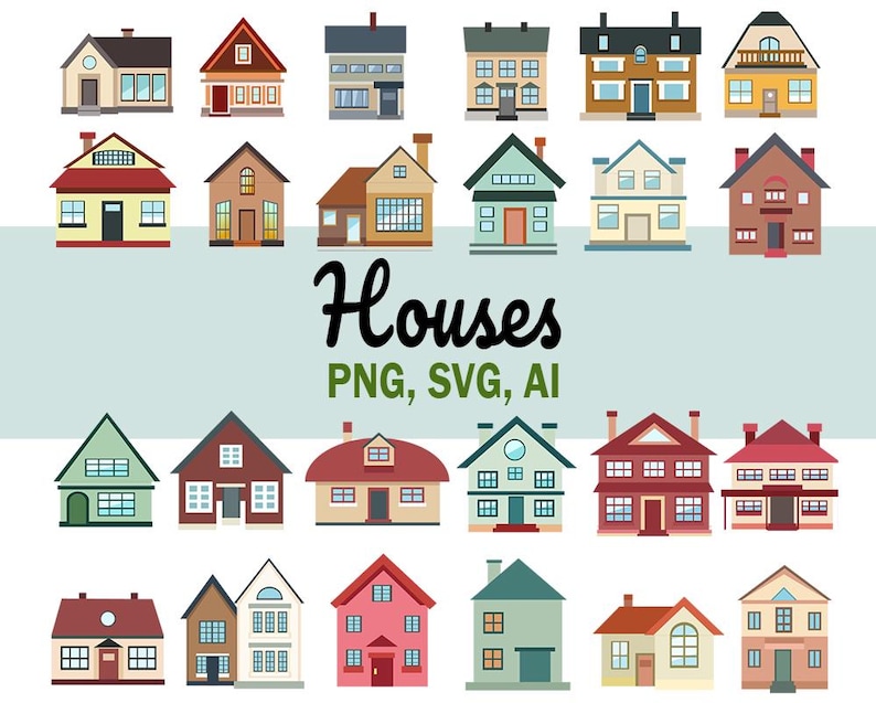 Cute & Colorful House Clipart SVG, PNG, AI for Instant Download House ...