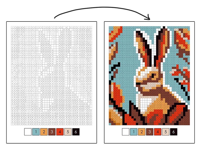 Pixel Art Coloring by Numbers - Animals | Hare, Koi Fish, Foxes & Bird ...