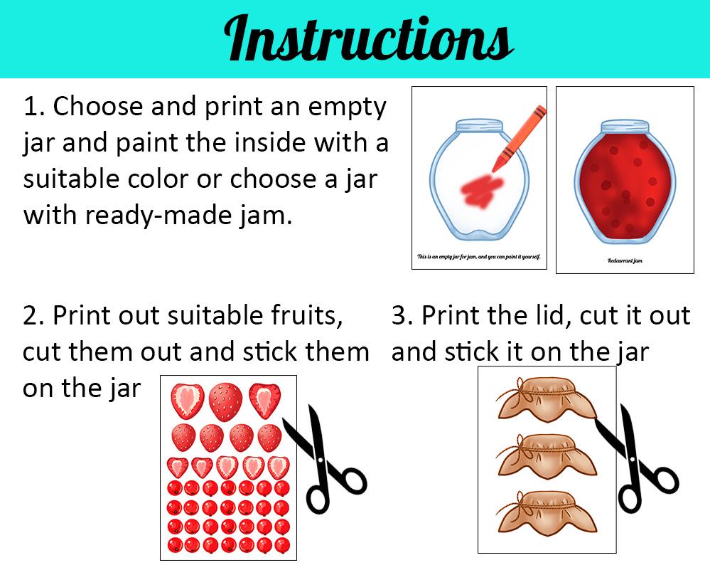 Jam Jar Craft Kit for Kids – Printable Fruit Cutouts, Color & Paste ...