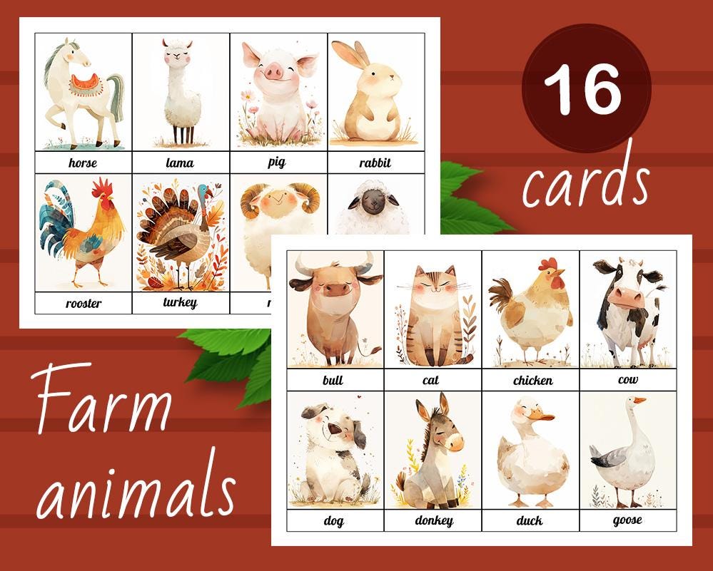 Flashcards Farm Animals, Perfect for Little Learners, Flashcards for ...