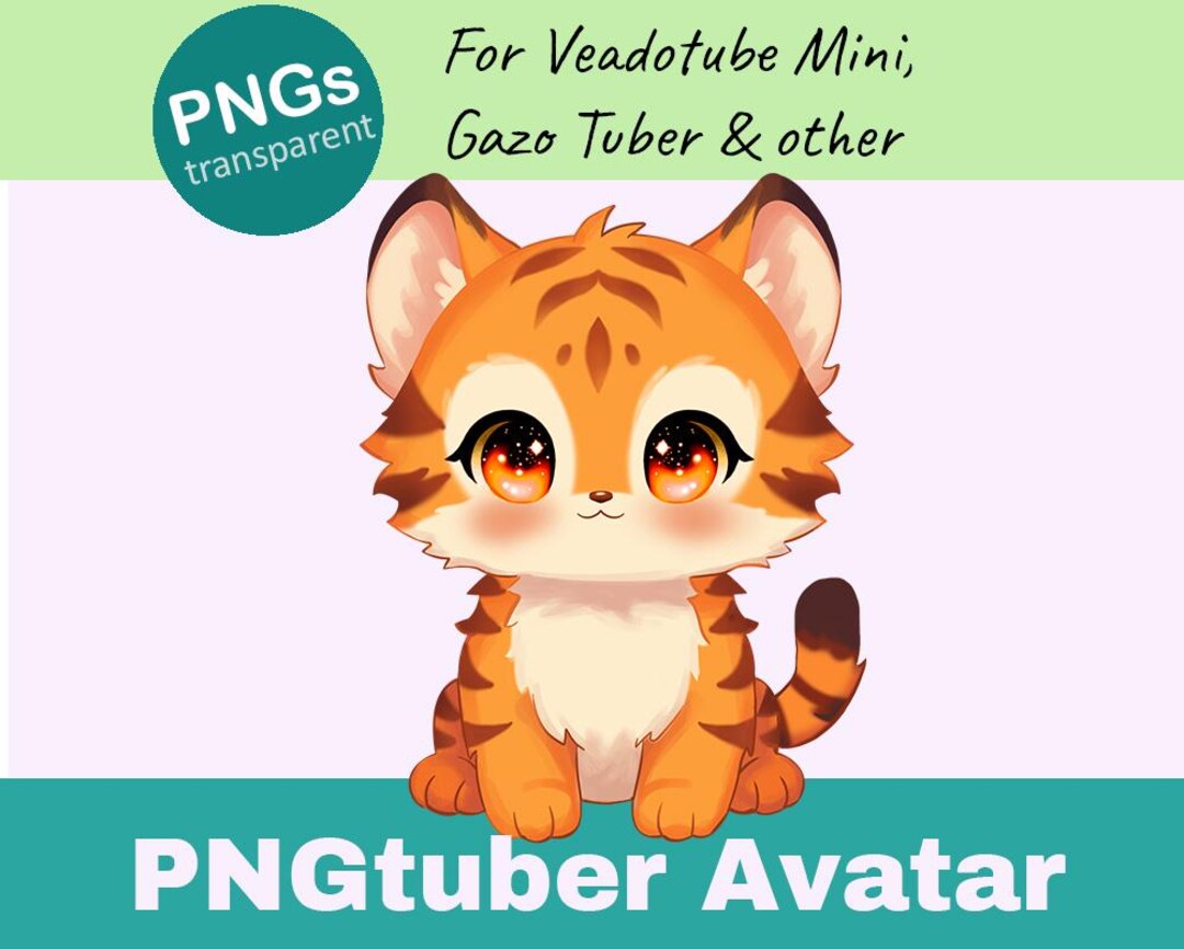 Orange Tiger Pngtuber Avatar – 8 Chibi Anime-style Reactive Pngs ...