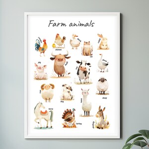 Farm Animals Educational Poster for Montessori Classroom Decor Digital ...