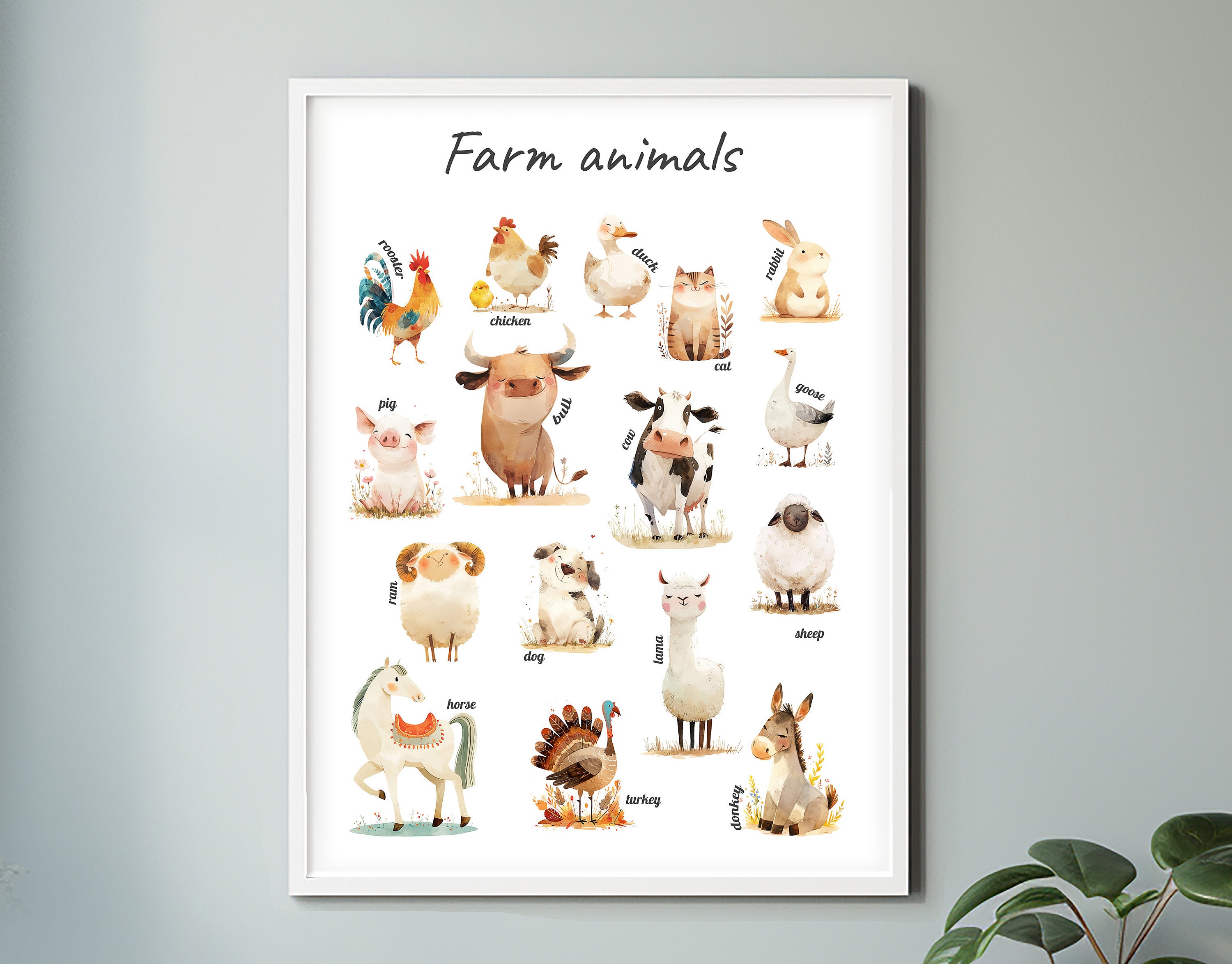 Farm Animals Educational Poster for Montessori Classroom Decor Digital ...