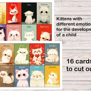 Printable Cards With Emotions, Watercolor Cards With Cute Kittens ...