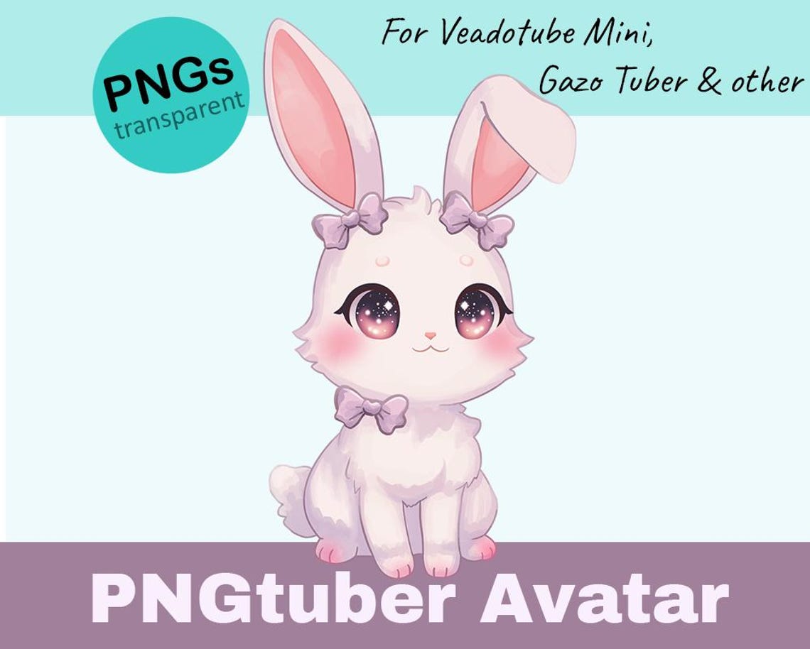 White Bunny Pngtuber Avatar – 8 Chibi Anime-style Reactive Pngs ...