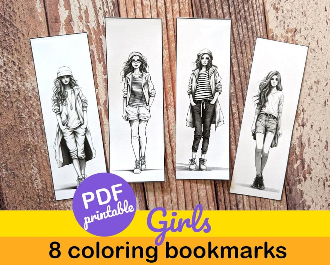 Bookmark Coloring Page Girls, Urban Style, Printable Bookmark for Teen ...