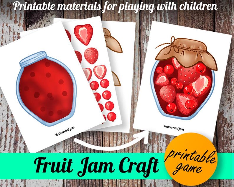 Jam Jar Craft Kit for Kids – Printable Fruit Cutouts, Color & Paste ...