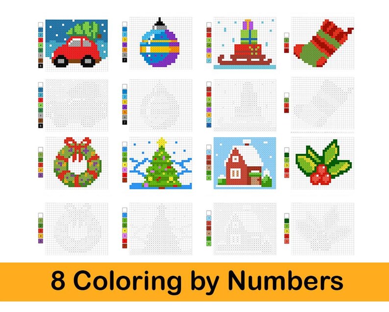Pixel Art Color by Number – Christmas Edition | Printable Holiday ...