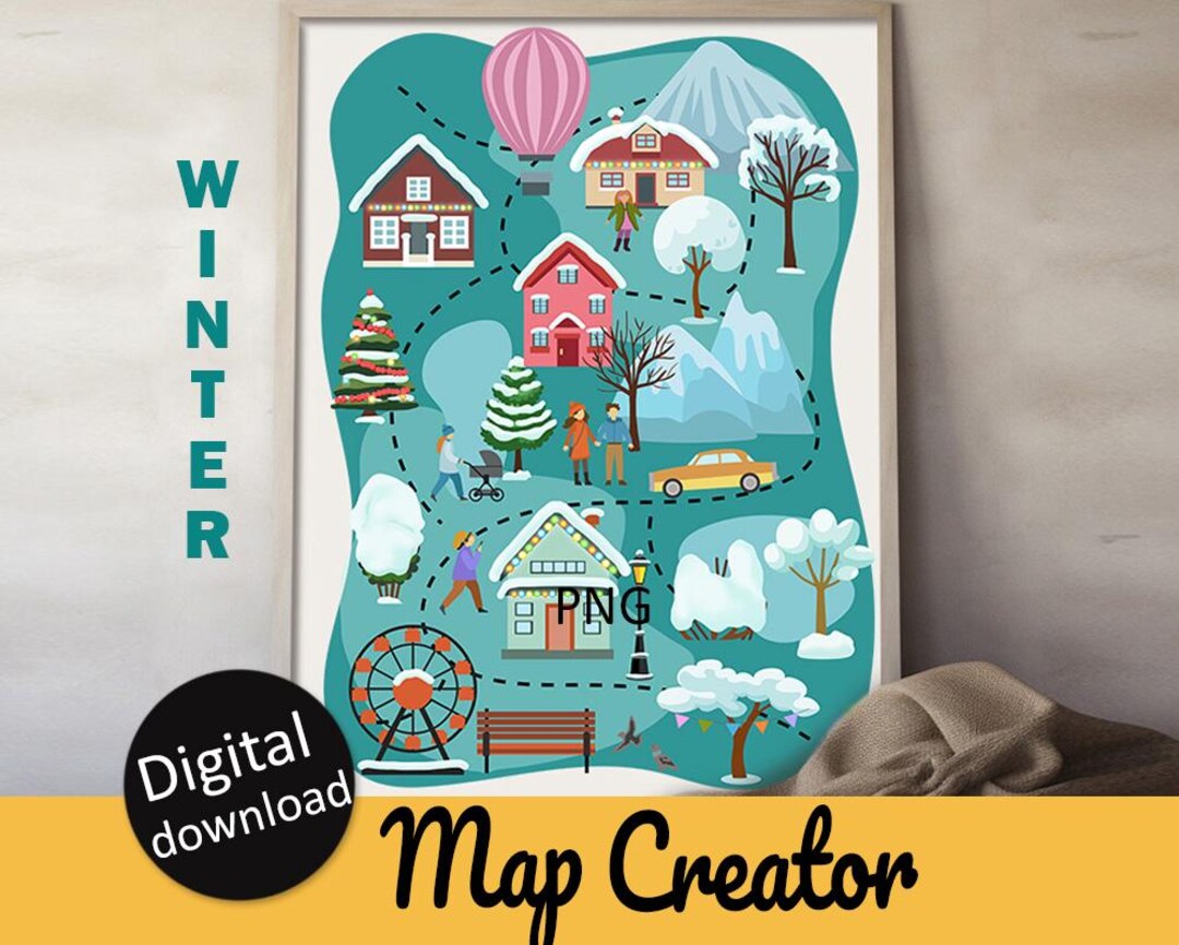 Clipart Map Creator Winter- City Map Creator Christmas- Wall Art ...