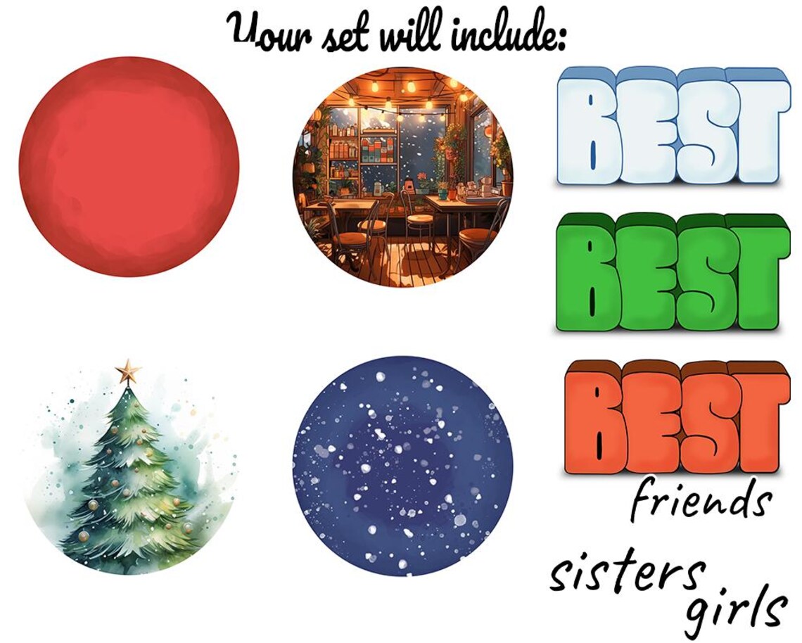 Best Friends Christmas Clipart, Sisters Clip Art, Girls Set, Chibi ...