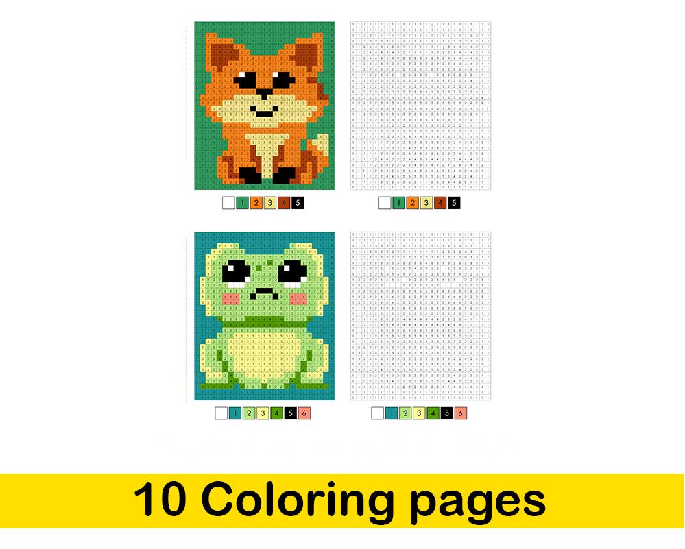 Pixel Art Coloring by Numbers | Cute Animals | Kawaii Style for Kids ...