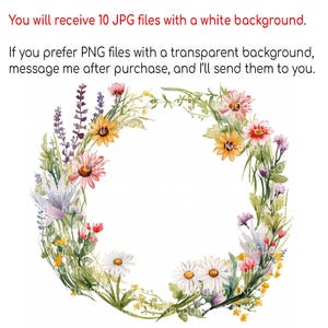 10 Wild Flowers Borders Clipart, Wildflower Frames for Texts and Cards ...