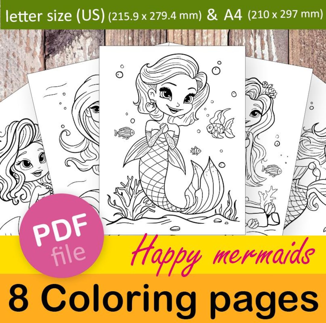 Cute Mermaid Coloring Pages for Girls - Coloring Pages for Kids and ...