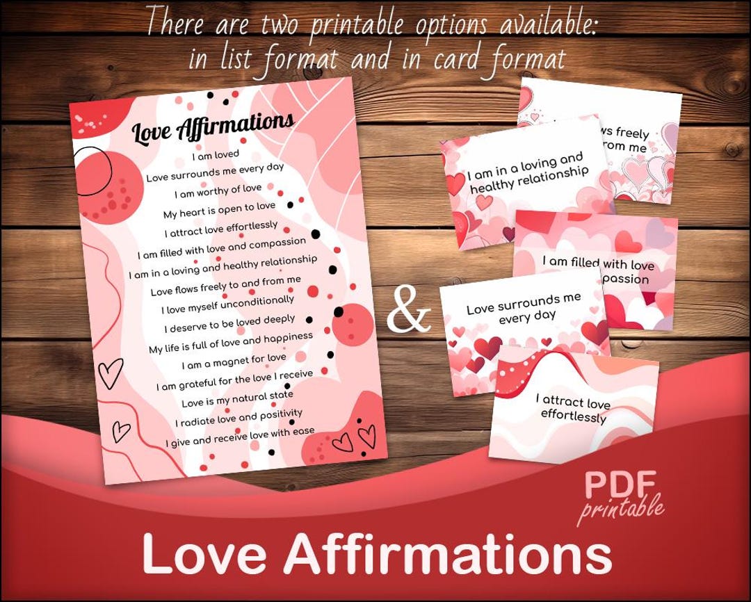 Printable Love Affirmations Affirmation Cards and Positive Statement ...