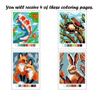 Pixel Art Coloring by Numbers - Animals | Hare, Koi Fish, Foxes & Bird ...