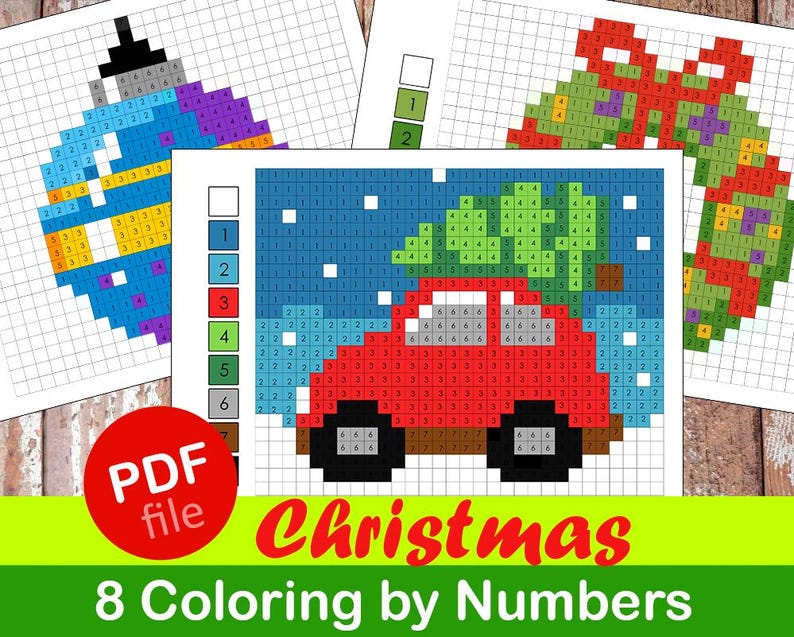 Pixel Art Color by Number – Christmas Edition | Printable Holiday ...