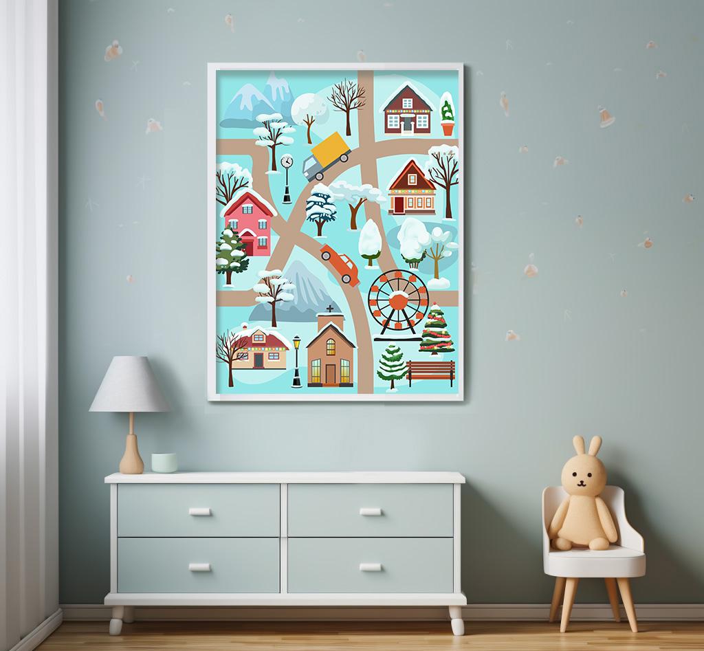 Clipart Map Creator Winter- City Map Creator Christmas- Wall Art ...