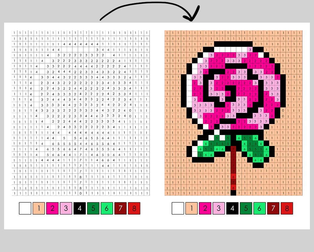 Pixel Art Coloring by Numbers | Sweets | Kawaii Style for Kids and ...