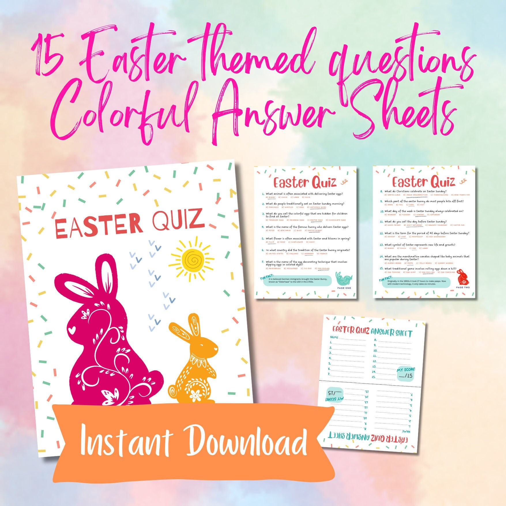 Easter Quiz, Easter Trivia, Printable Game, Trivia Quiz, Easter Family ...